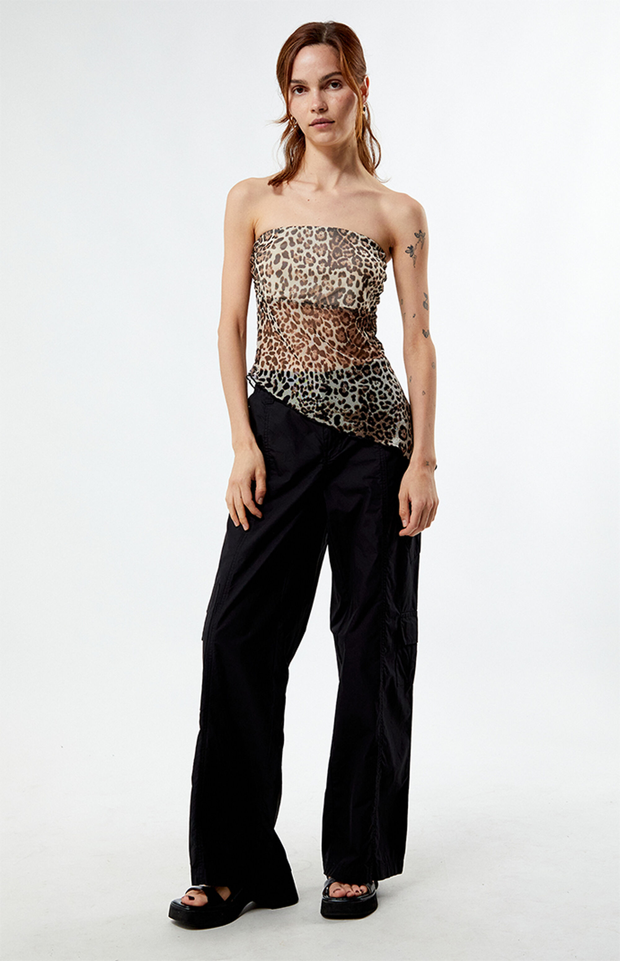 LA Hearts Leopard Mesh Asymmetrical Tube Top | PacSun