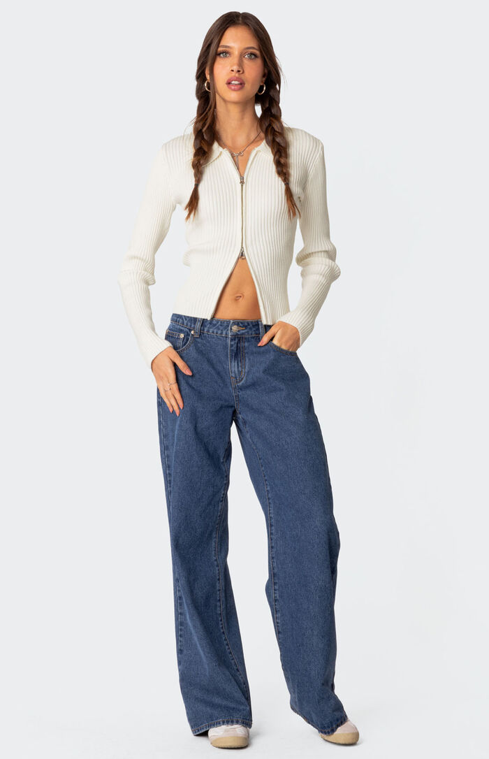 Edikted Cora Knitted Zip Up Cardigan | Pacsun