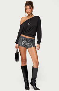 Edikted Sequin Leopard Printed Micro Shorts | Pacsun