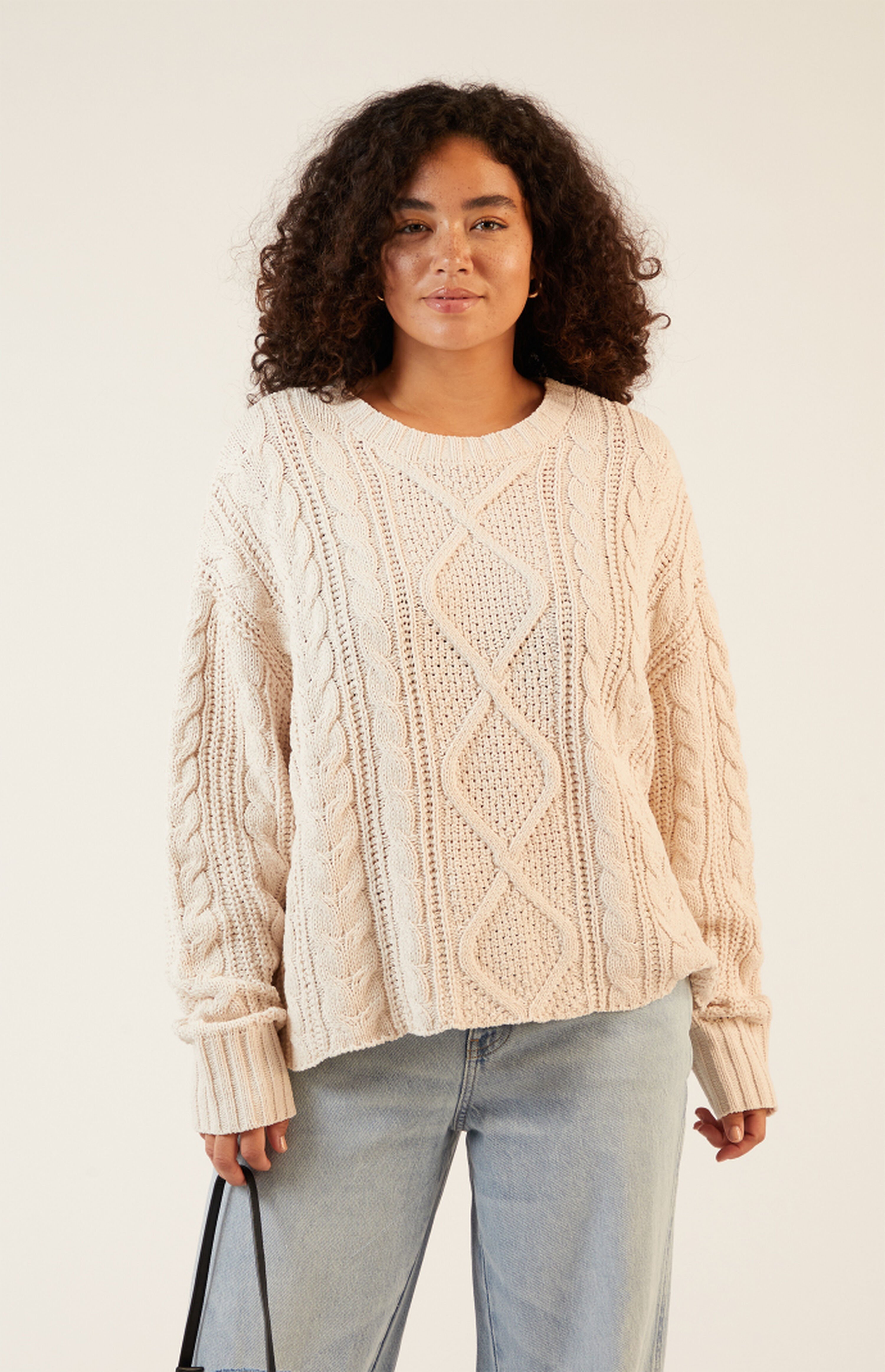 LA Hearts Violet Cable Knit Boxy Sweater | PacSun