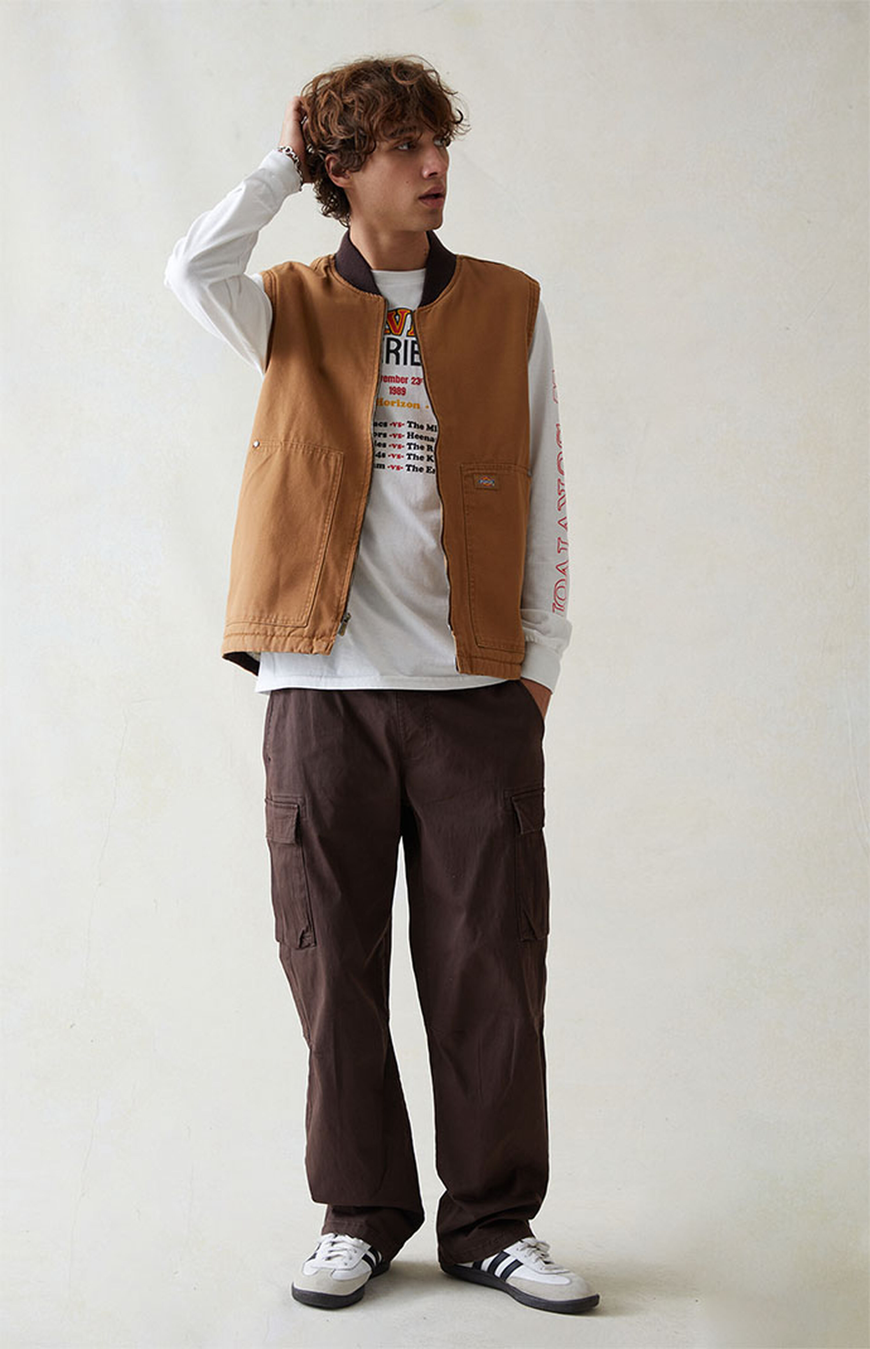 Pacsun Stretch Canvas Brown Baggy Cargo Pants Pacsun