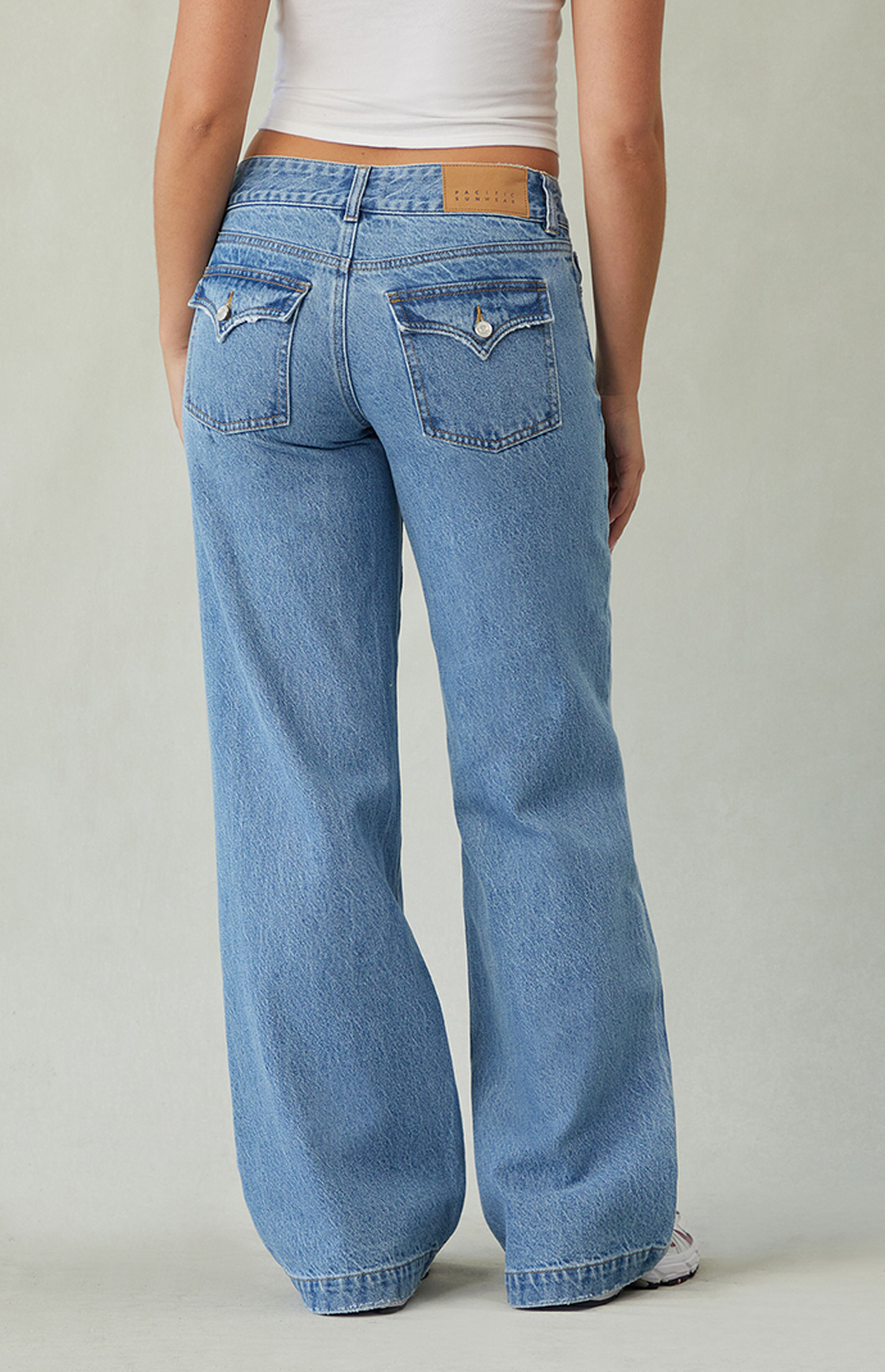 Pacsun Casey Low Rise Baggy Jeans Double Button Medium Indigo | PacSun