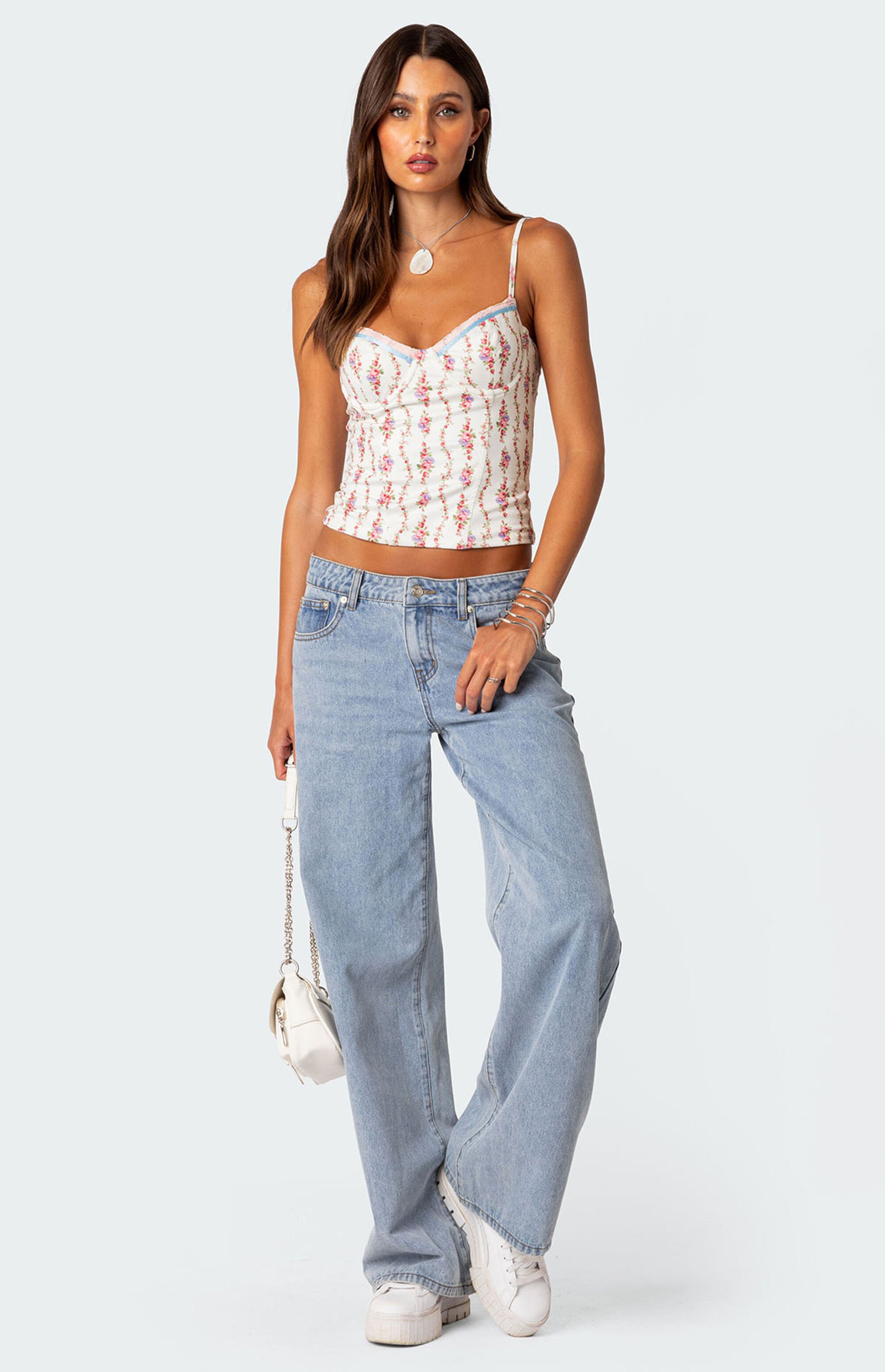 Edikted Indira Printed Cupped Lace Up Corset | PacSun