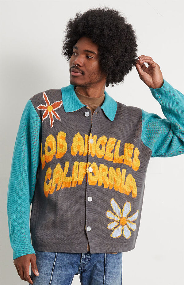 PacSun Green LA Button Down Sweater | PacSun