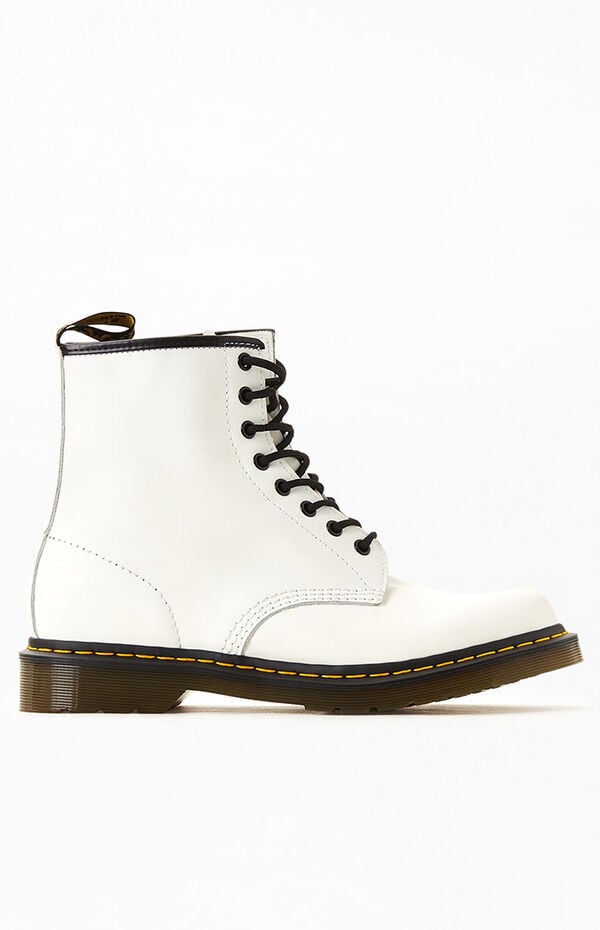 Dr Martens White 1460 Mono Smooth Leather Lace Up Boots | Pacsun