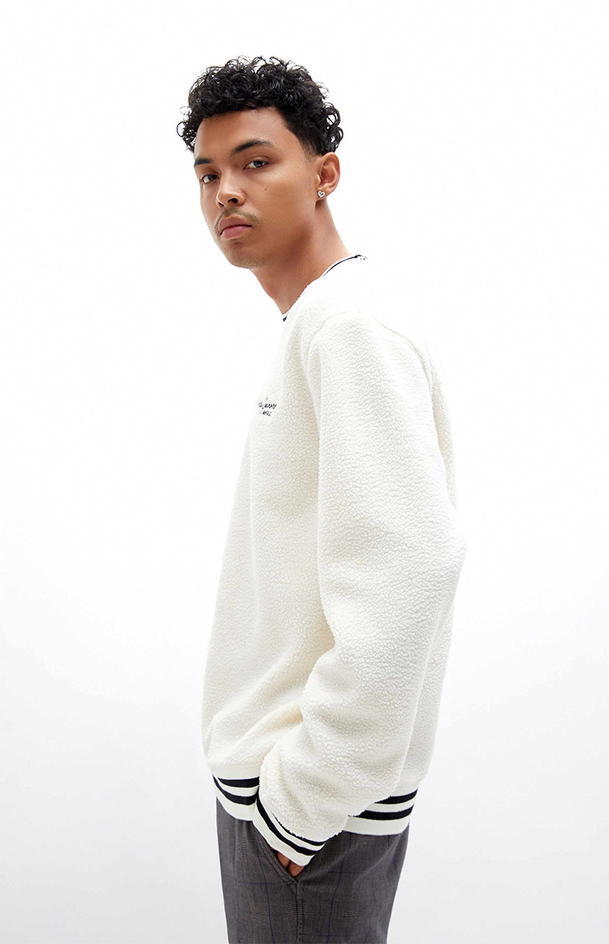 Pacsun Embroidered Sherpa Crew Neck Sweatshirt | PacSun