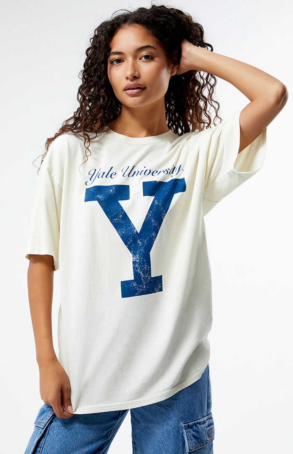 YALE Cursive Overlay Oversized T-Shirt | PacSun