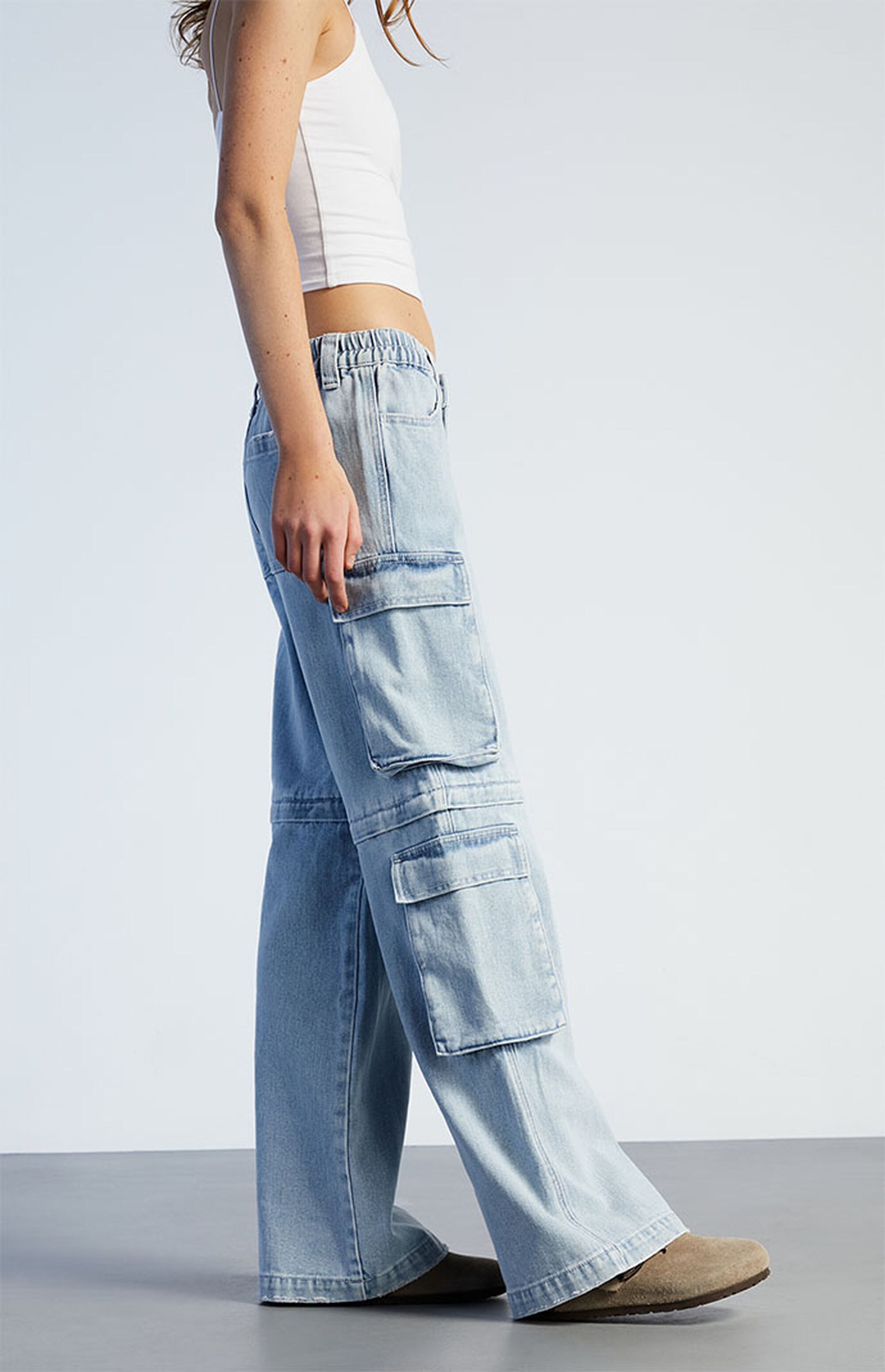 Pacsun Light Blue Zip Off Low Rise Puddle Jeans | PacSun
