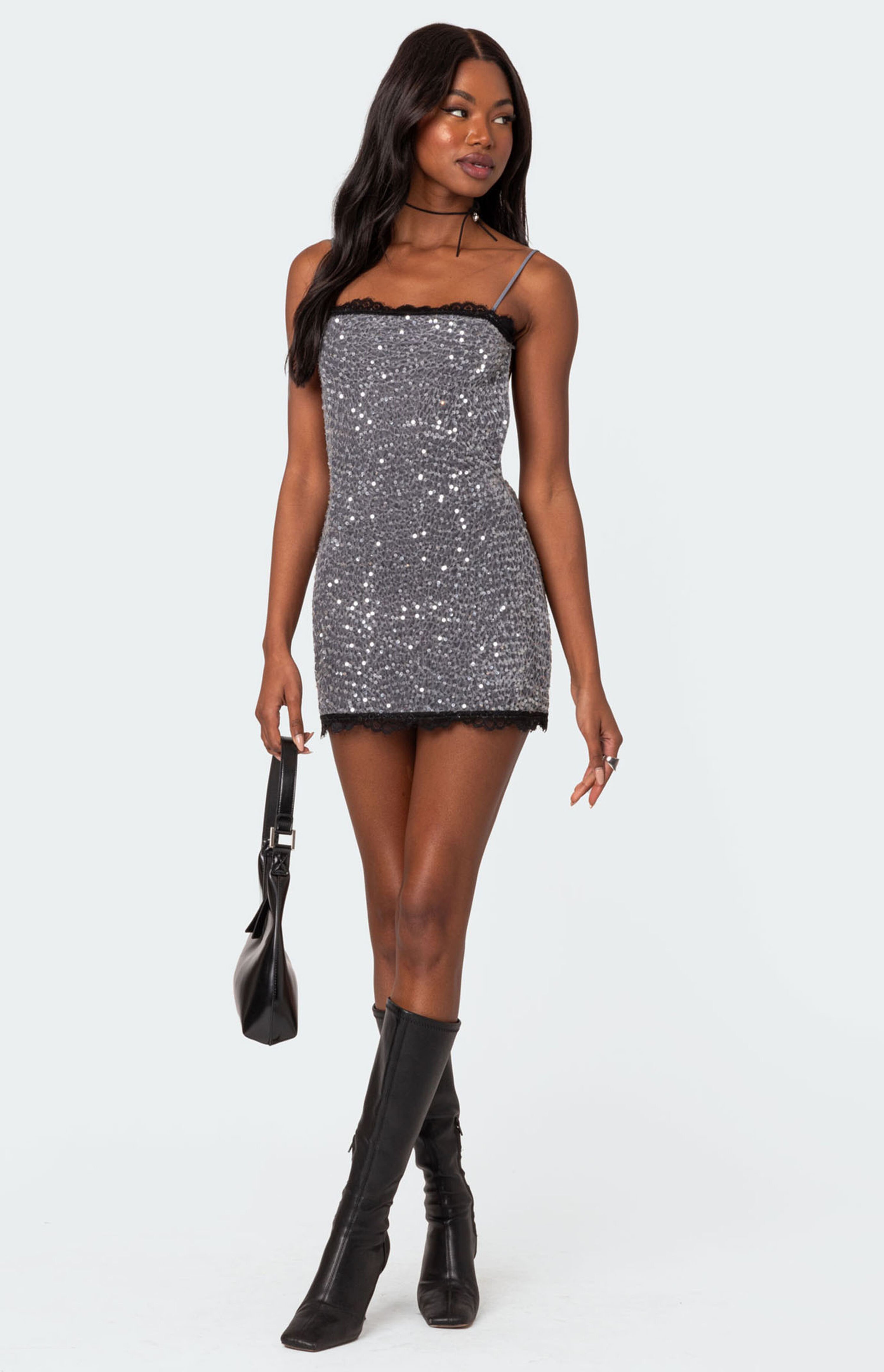Edikted Sylvester Open Back Sequin Mini Dress | Pacsun