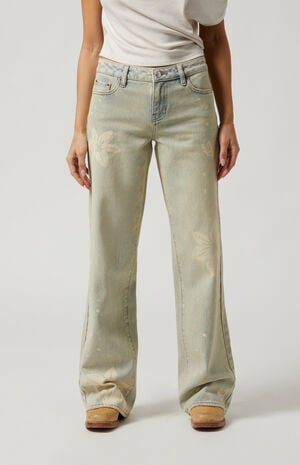 Pacsun Casey Butterfly Graphic Low Rise Baggy Jeans Light Indigo | PacSun
