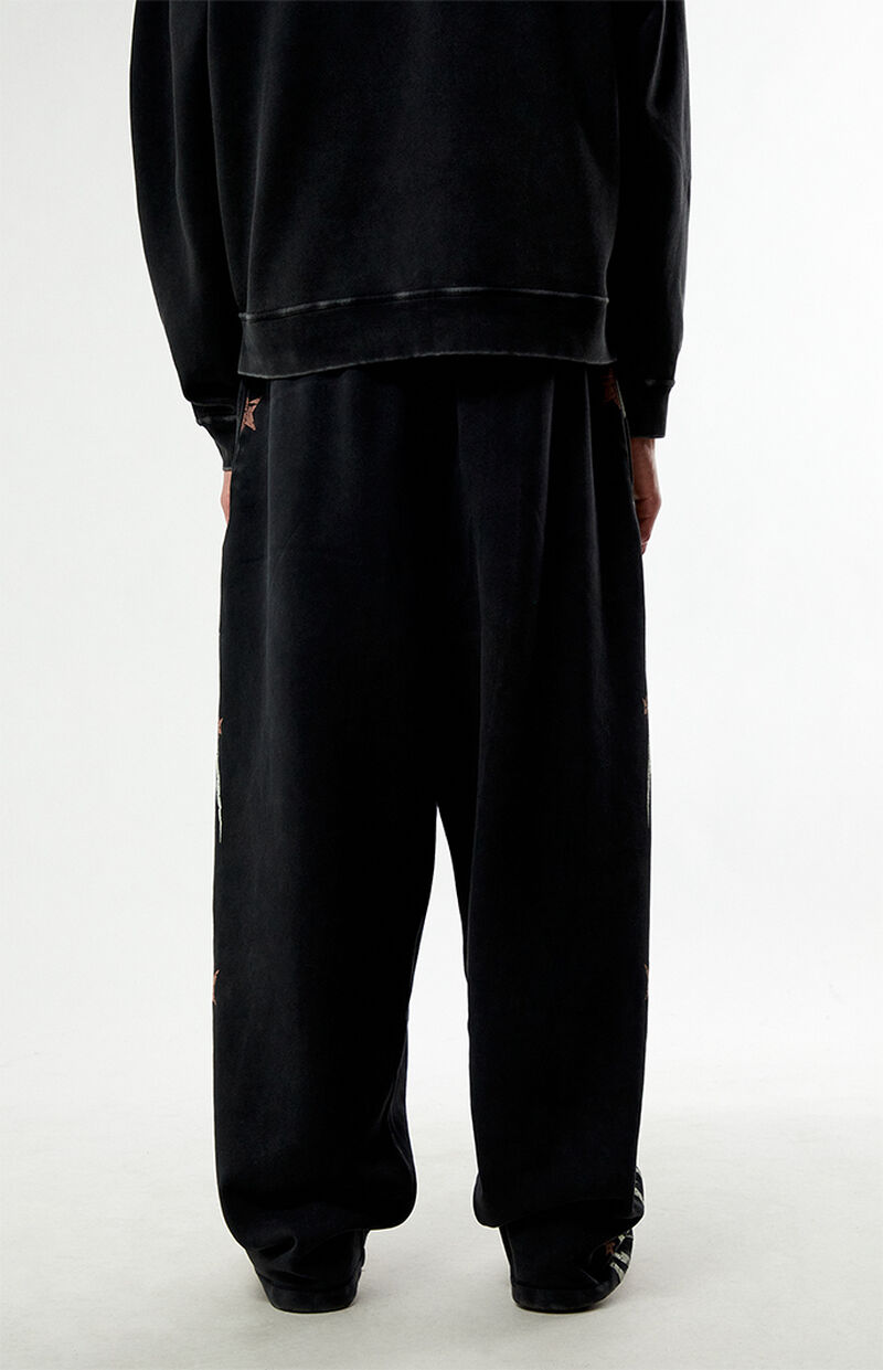 Pacsun Black Flame Star Fleece Baggy Sweatpants | Pacsun
