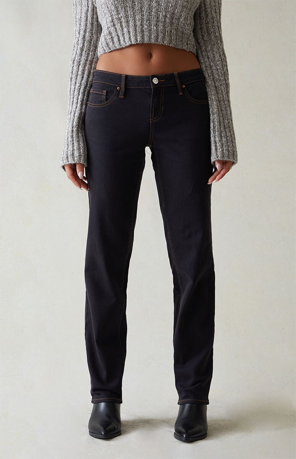 Pacsun Stretch Black Low Rise Straight Leg Jeans | PacSun