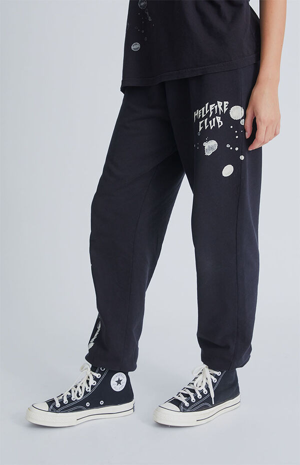 Stranger Things Black Hellfire Club Sweatpants | Pacsun