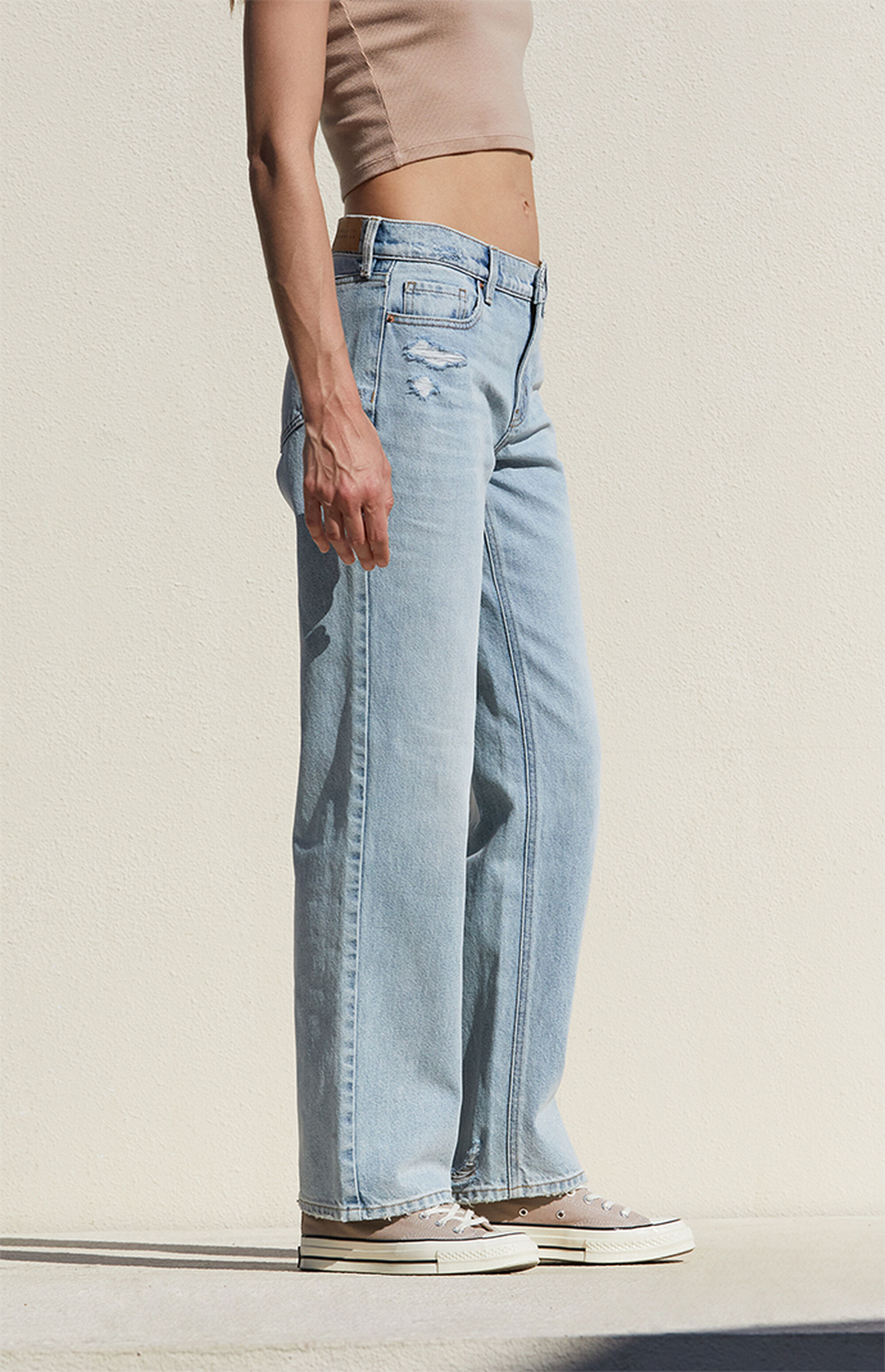 Pacsun Light Indigo Ripped Low Rise Straight Leg Jeans | PacSun