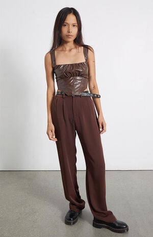 LA Hearts Faux Leather Corset Top | PacSun