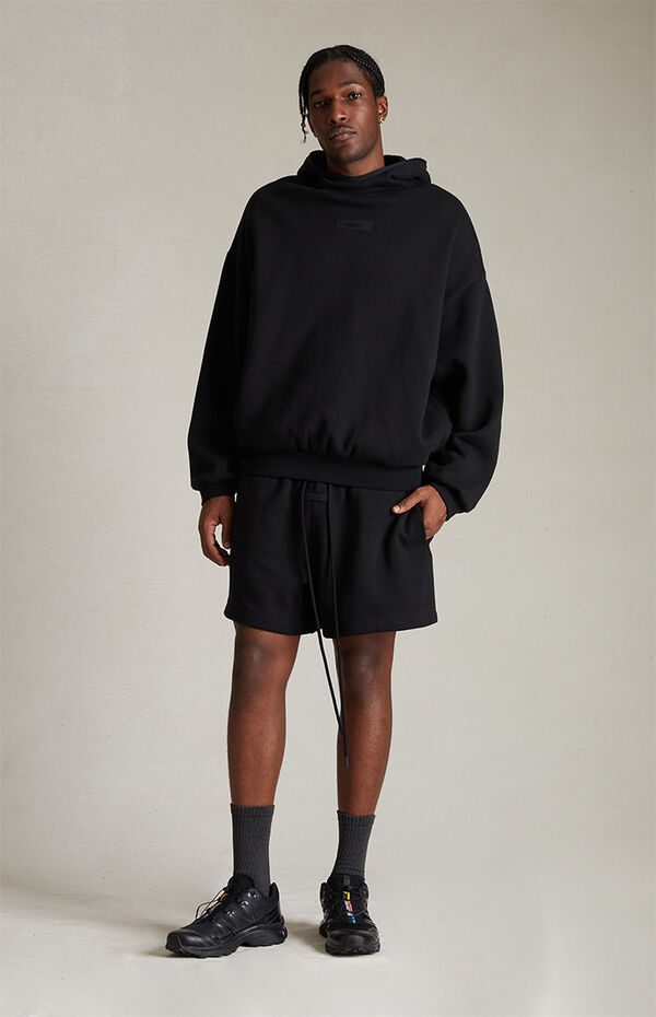 Fear of God ESSENTIALS Jet Black Fleece Running Shorts | Pacsun