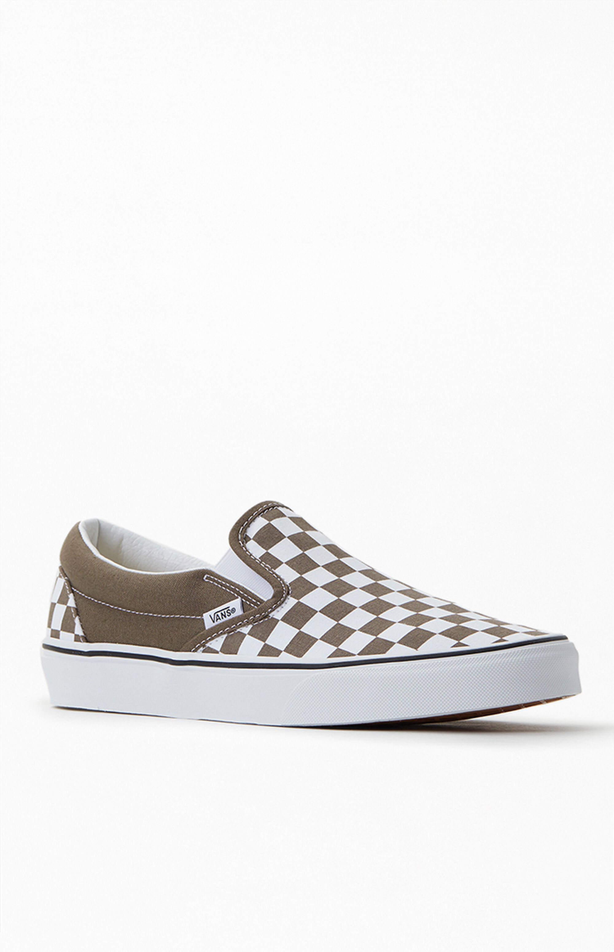 Vans Brown Checkered Classic Slip-On Shoes | Pacsun