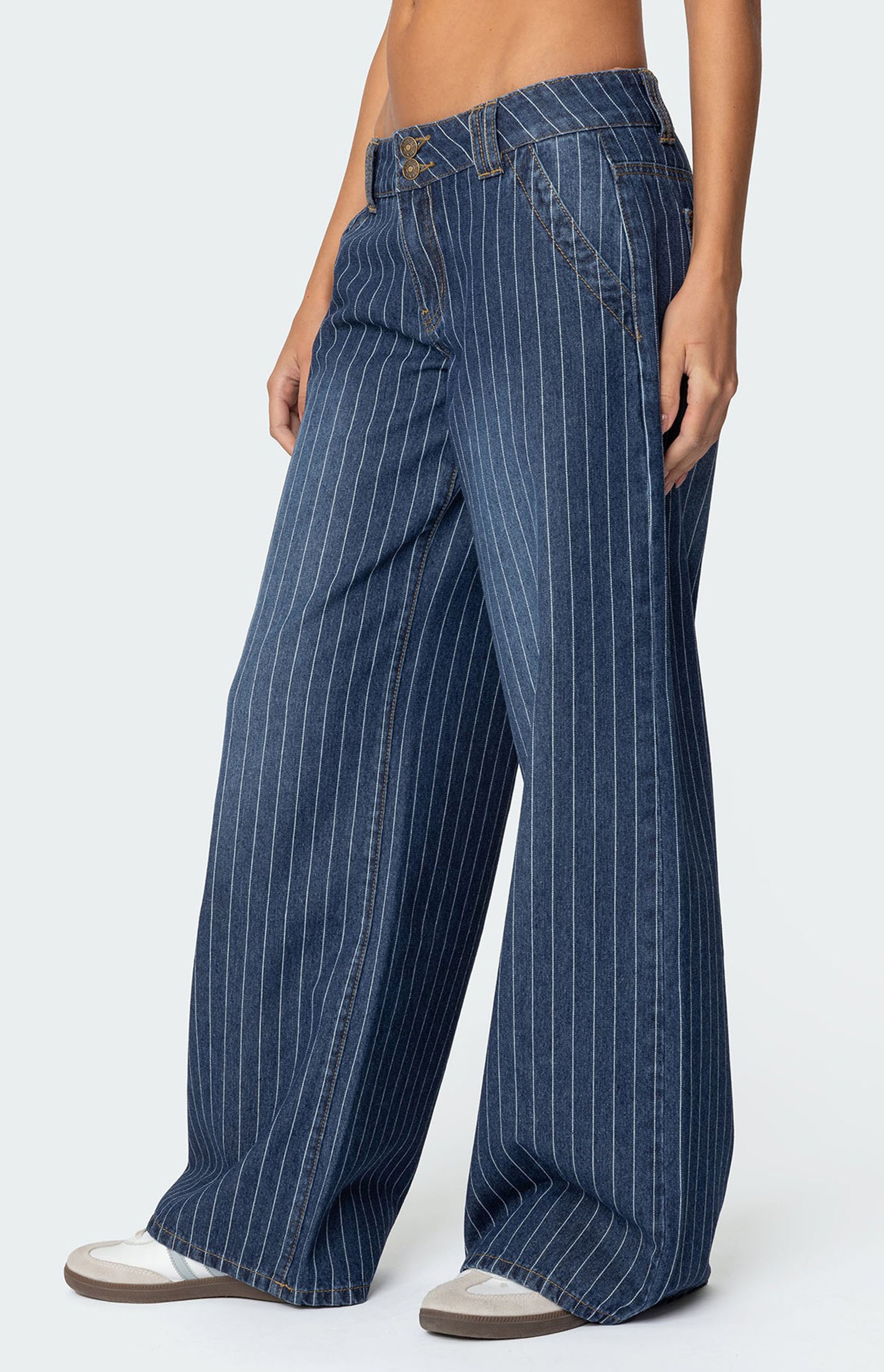 Edikted Cory Striped Low Rise Jeans | PacSun