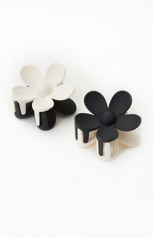 LA Hearts 2 Pack Black & White Daisy Hair Clips | PacSun
