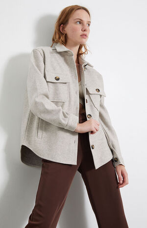 LA Hearts Cream Solid Color Shacket | PacSun