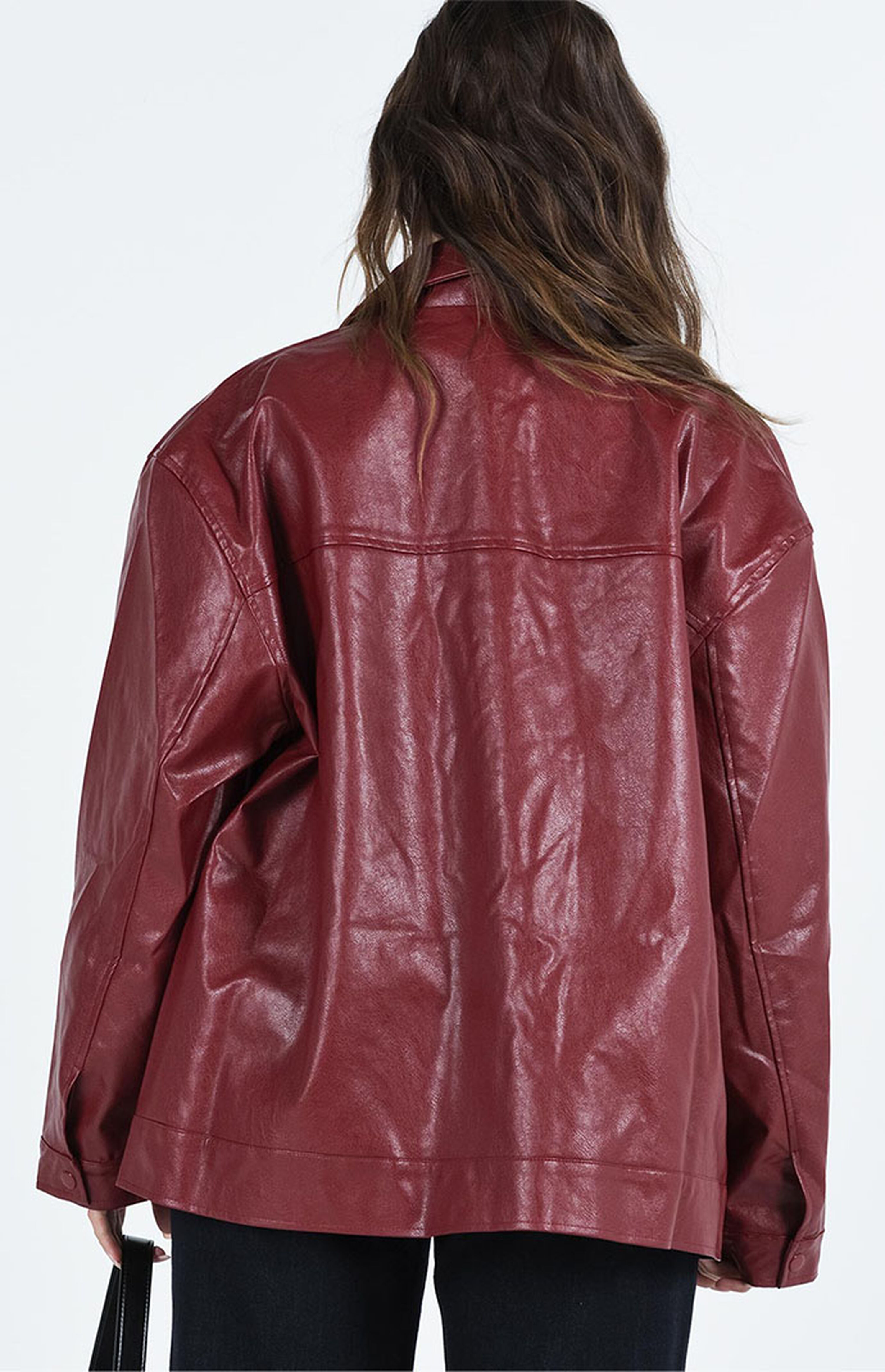 Princess Polly Burgundy Callie Faux Leather Jacket | PacSun