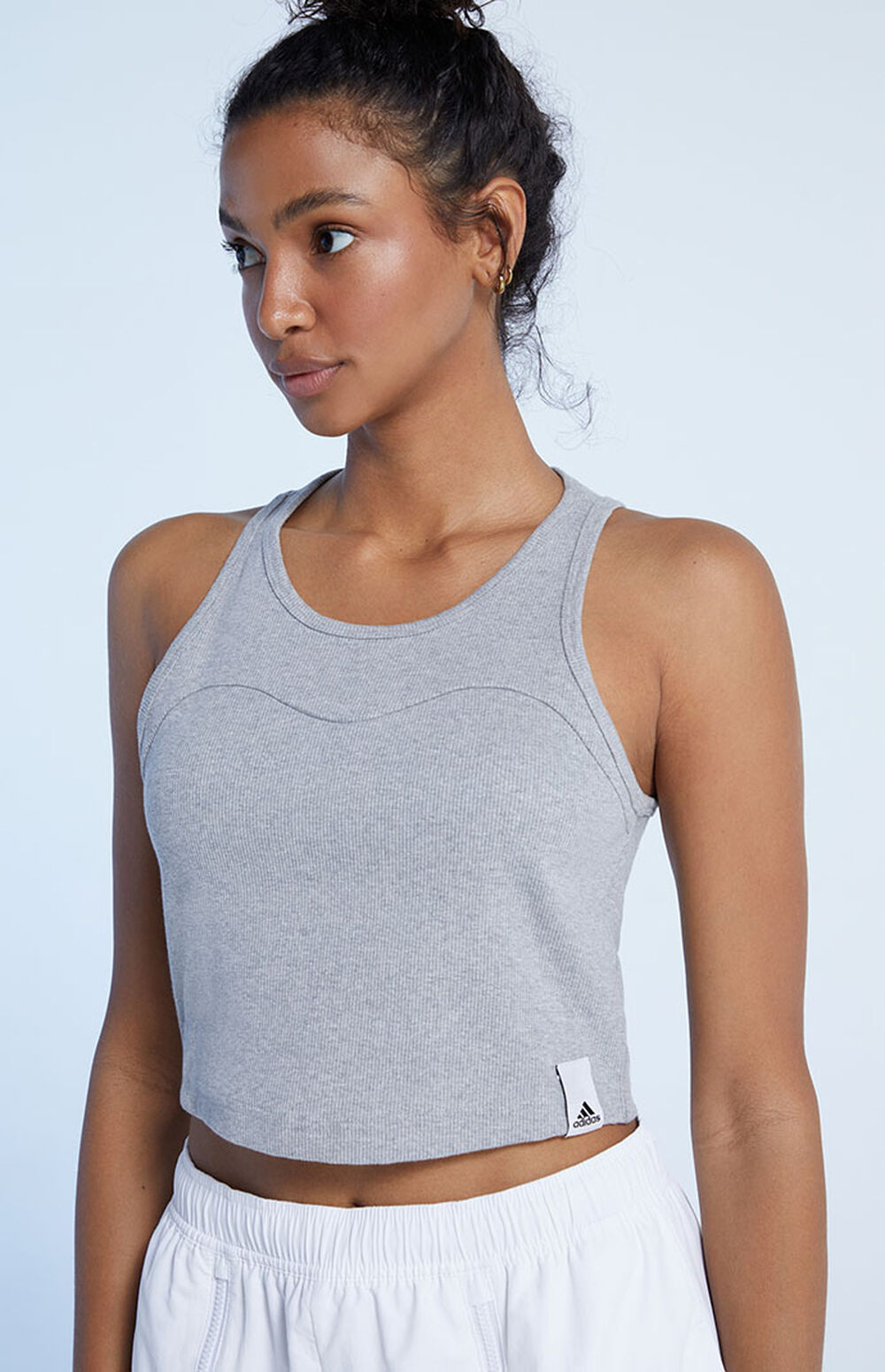 adidas Heather Grey Ribbed Tank Top | PacSun
