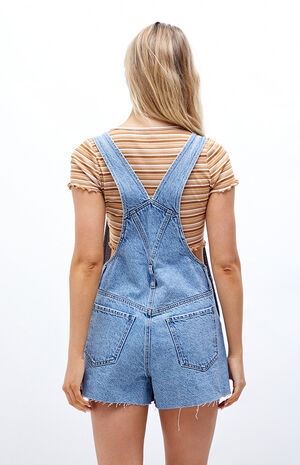 Pacsun Eco Light Blue Baggy Short Overalls | PacSun