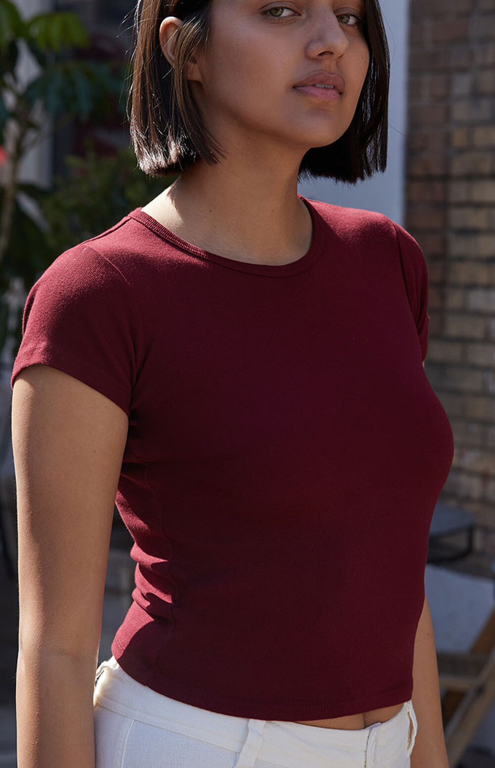 John Galt Burgundy Hailie Basic T-Shirt | PacSun