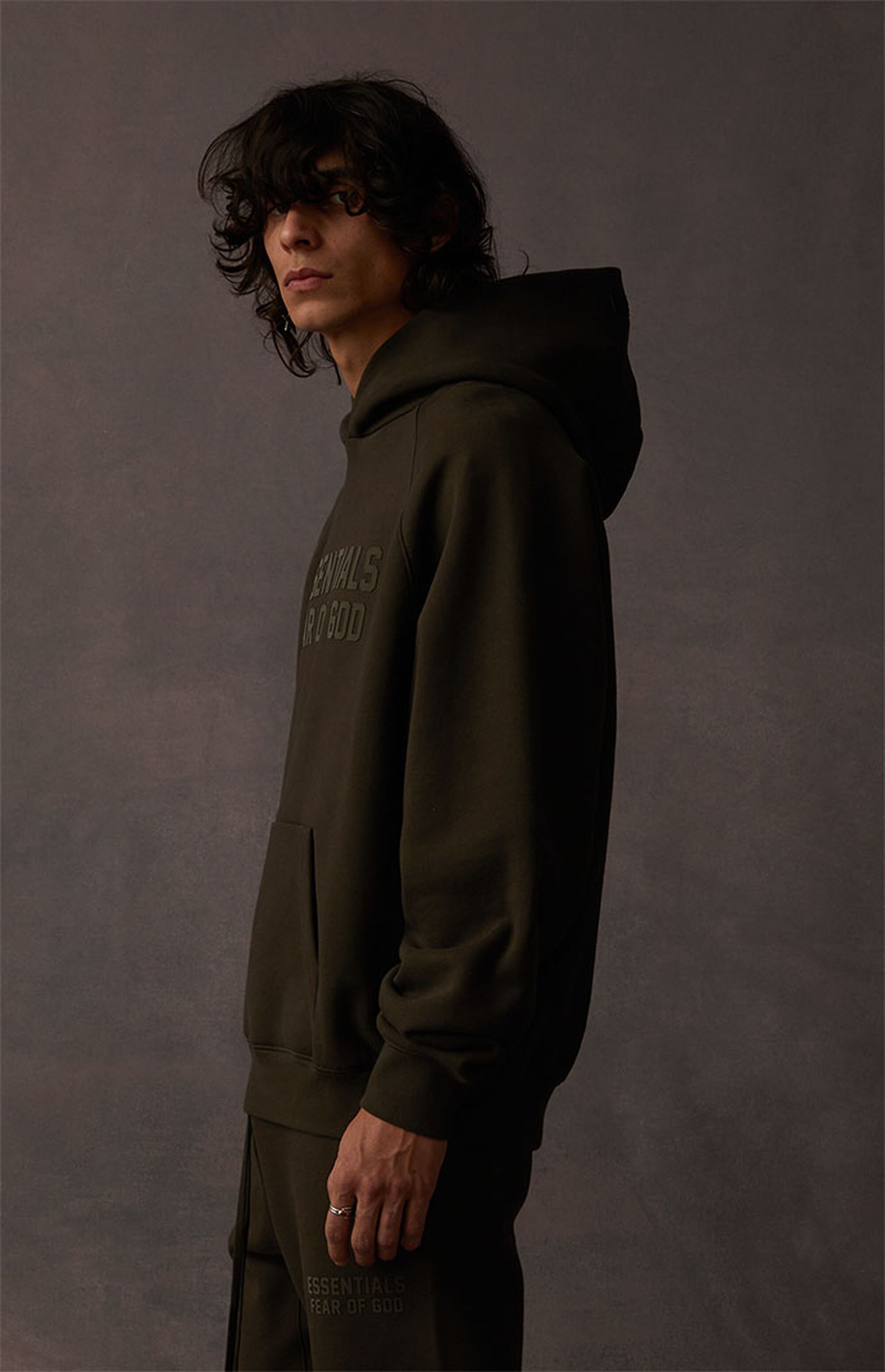Fear of God ESSENTIALS Off Black Hoodie | PacSun