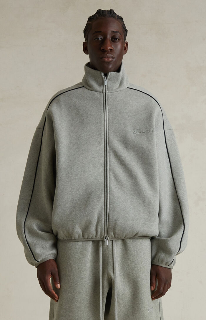 Fear of God ESSENTIALS Concrete Heather & Black Modern Fleece Track ...