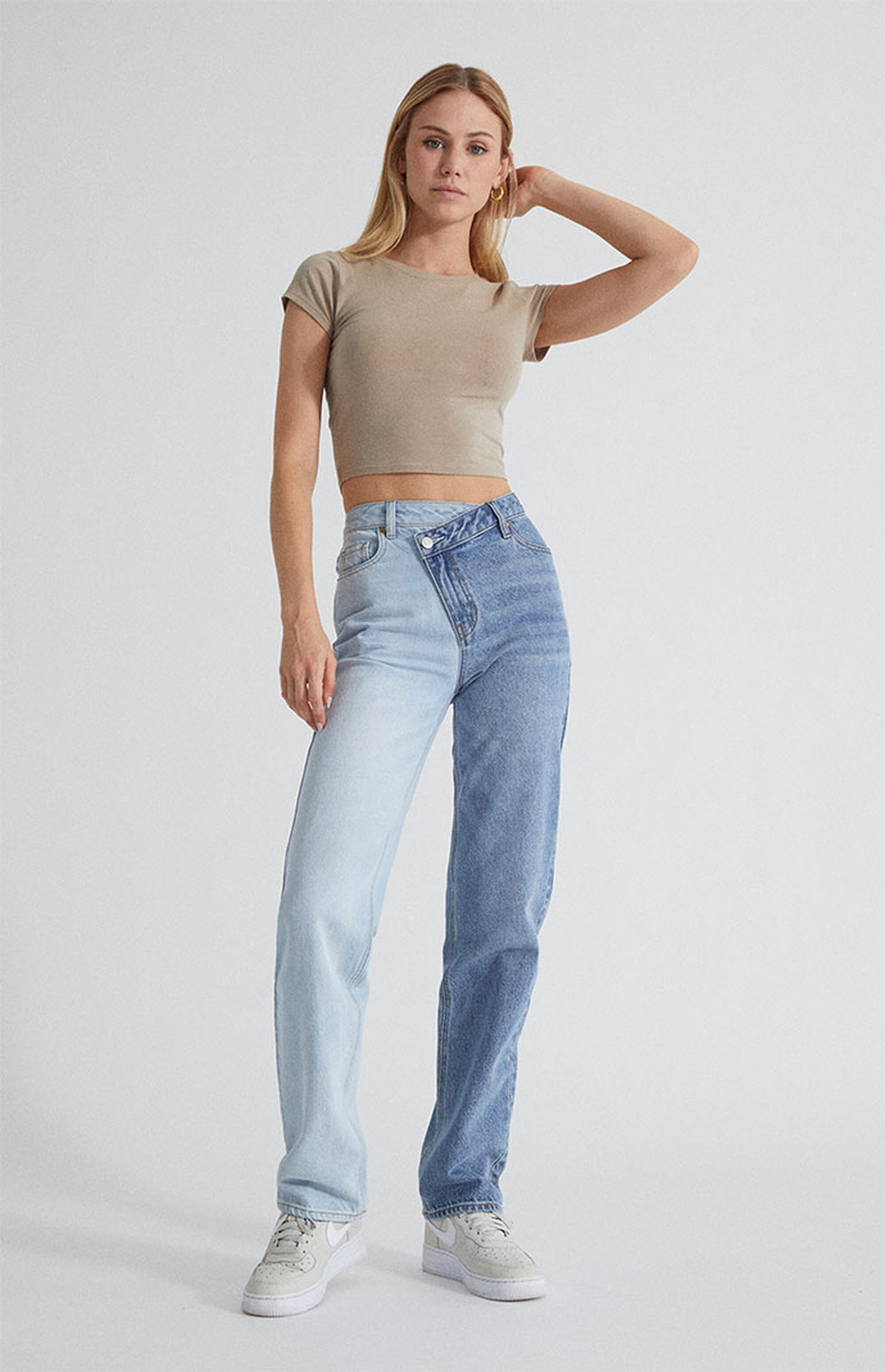 Pacsun Eco Two-Tone Asymmetrical Boyfriend Jeans | Pacsun