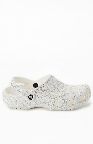 glitter white crocs