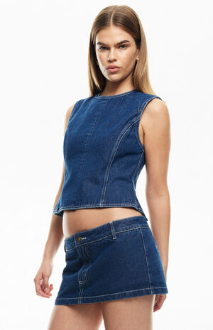 LIONESS Dark Indigo Rhode Denim Mini Skort | PacSun
