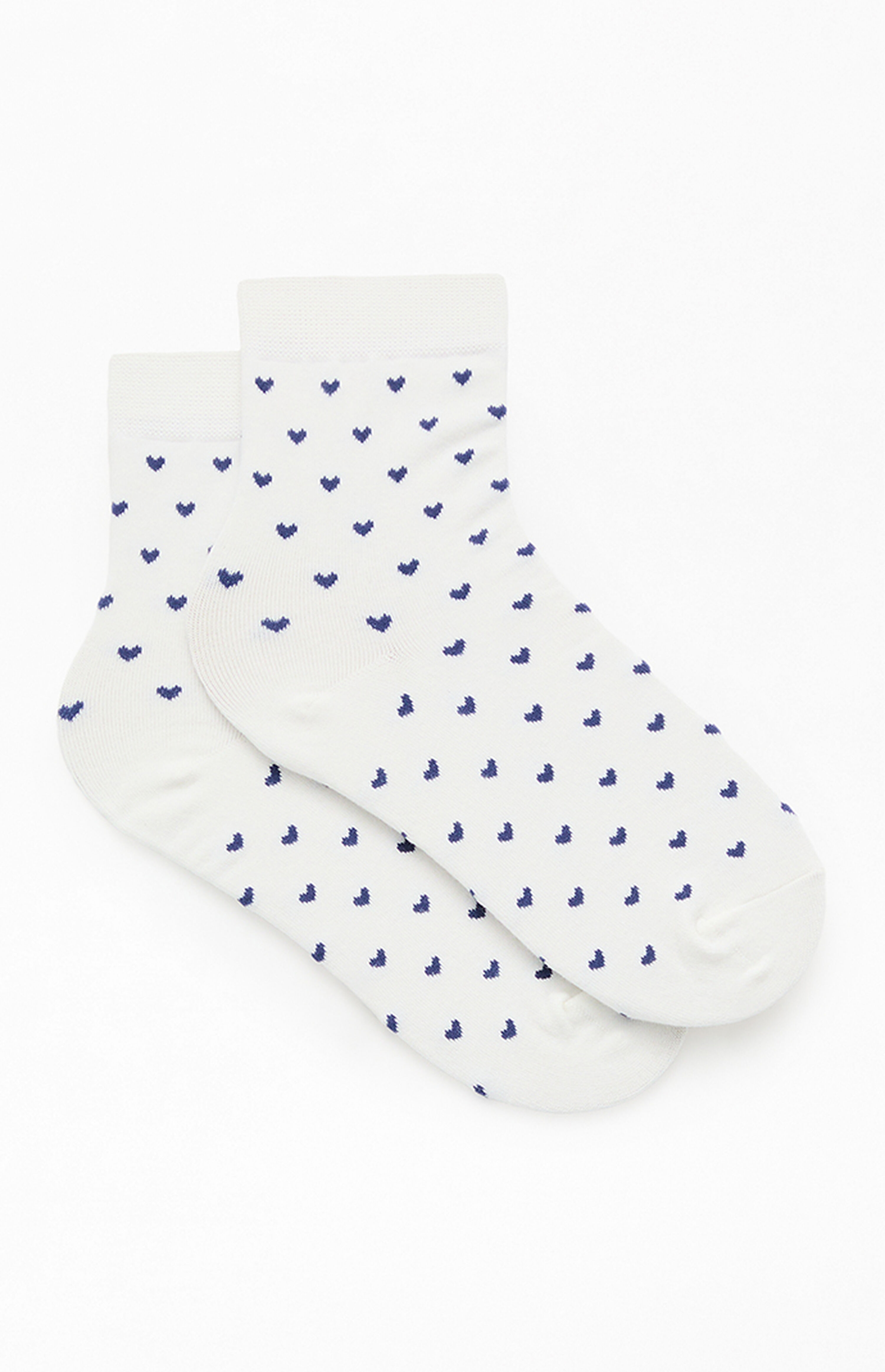 John Galt White & Navy Heart Socks | Pacsun