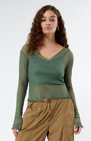 Daisy Street Mesh Long Sleeve & Cami Two-Piece Set | PacSun