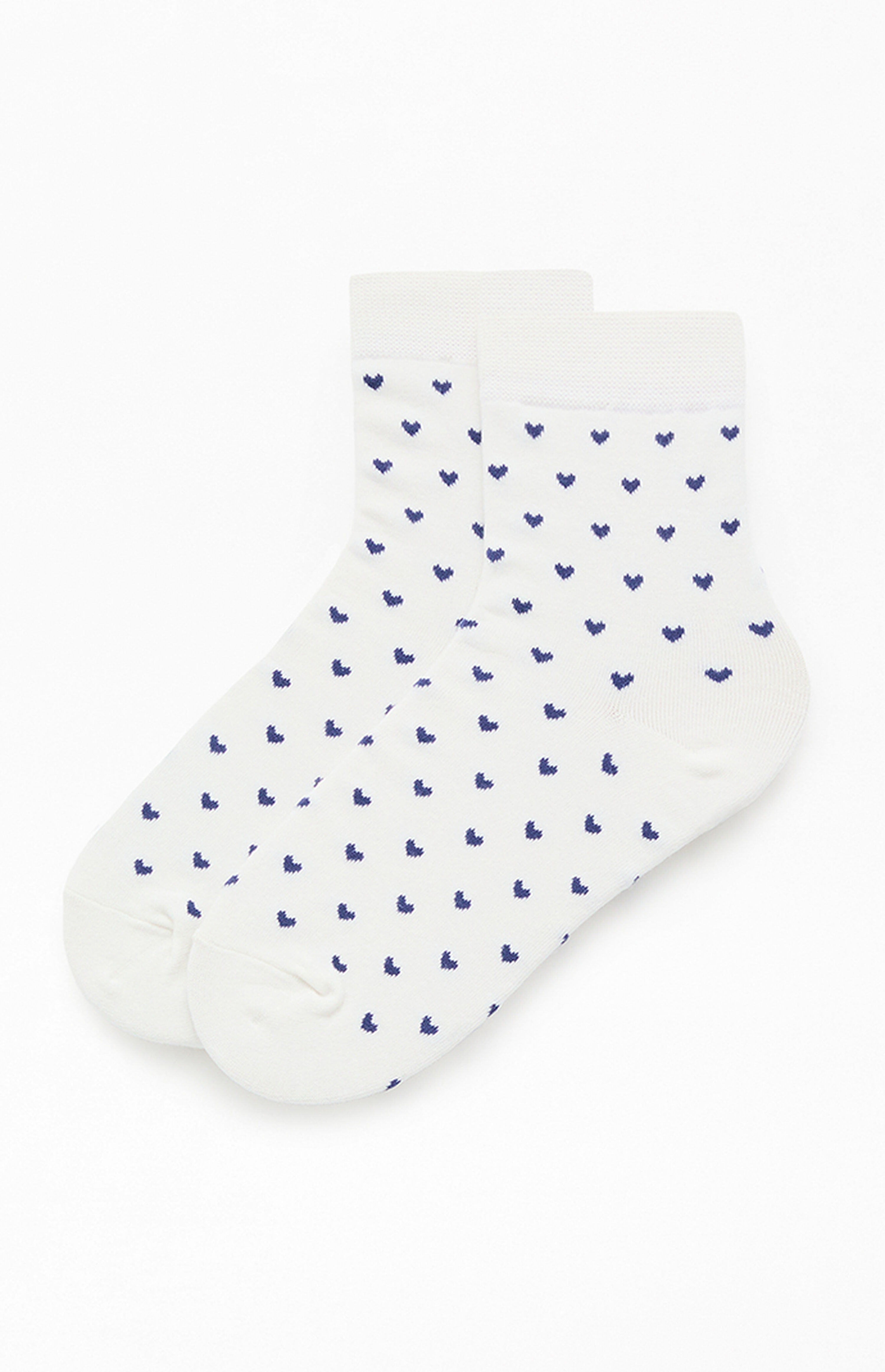 John Galt White & Navy Heart Socks | Pacsun