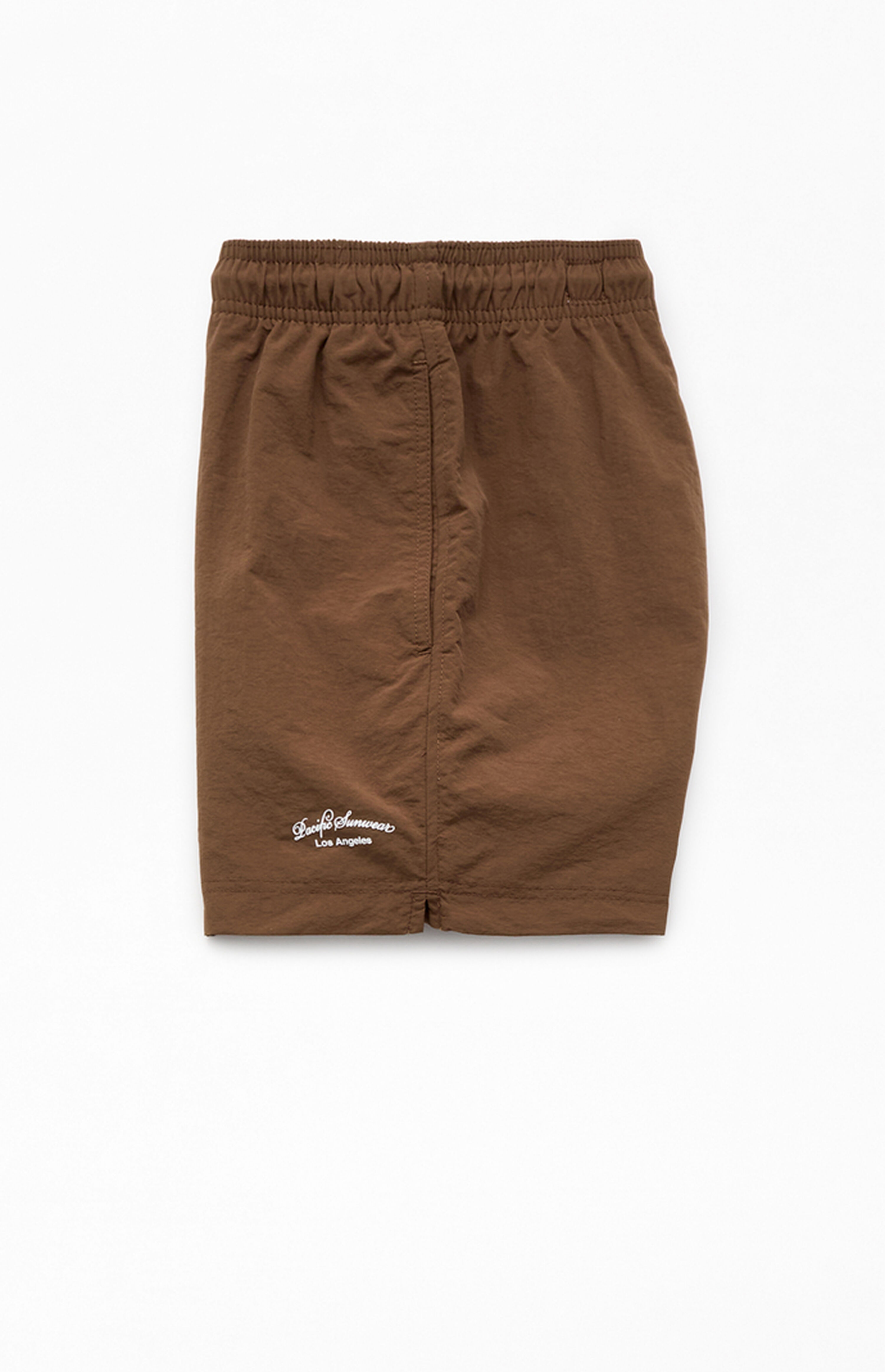 Pacsun Brown Collegiate 4.5'' Swim Trunks | Pacsun