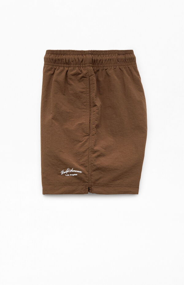 Pacsun Brown Collegiate 4.5'' Swim Trunks | Pacsun