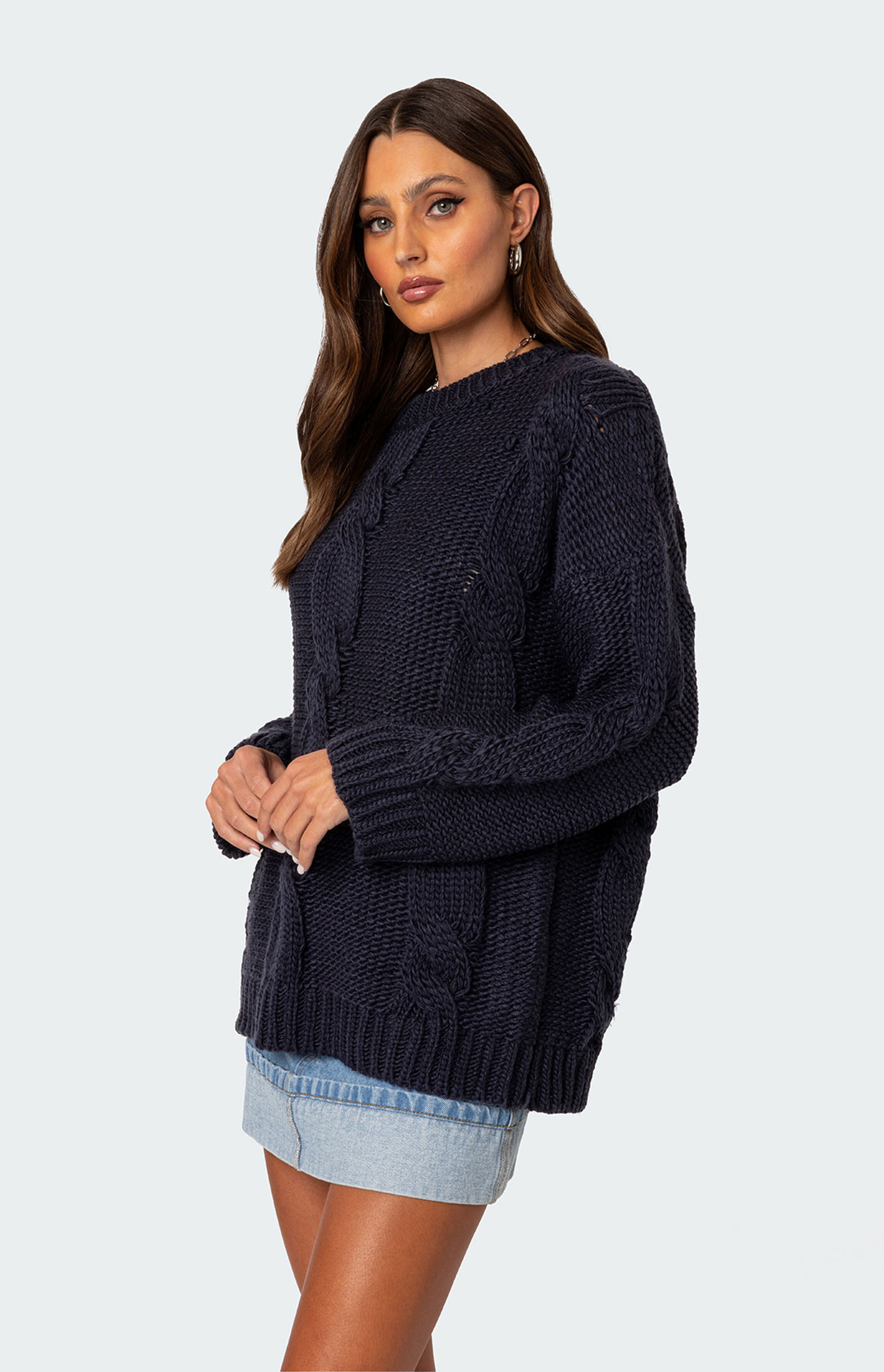 Edikted Alene Oversized Cable Knit Sweater | PacSun