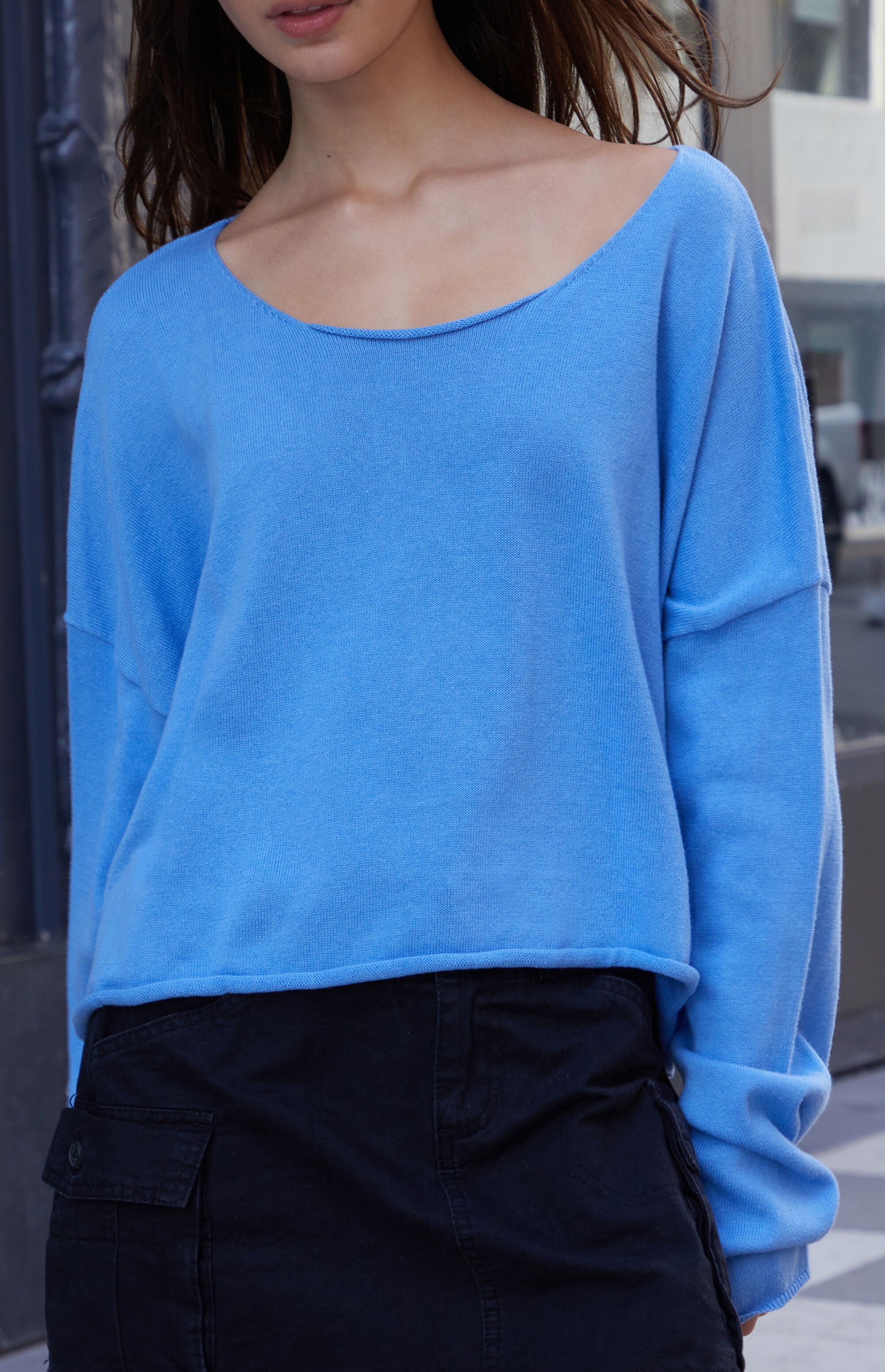 John Galt Light Blue Cameron Cropped Sweater | Pacsun