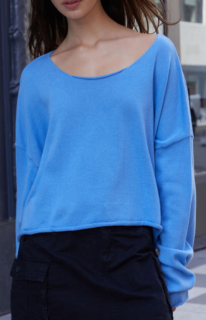 John Galt Light Blue Cameron Cropped Sweater | PacSun