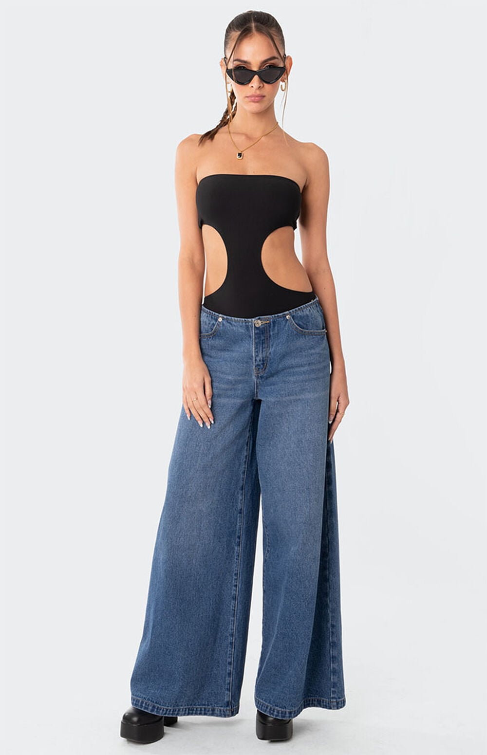 Edikted Vivie Ribbed Cut Out Bodysuit | Pacsun