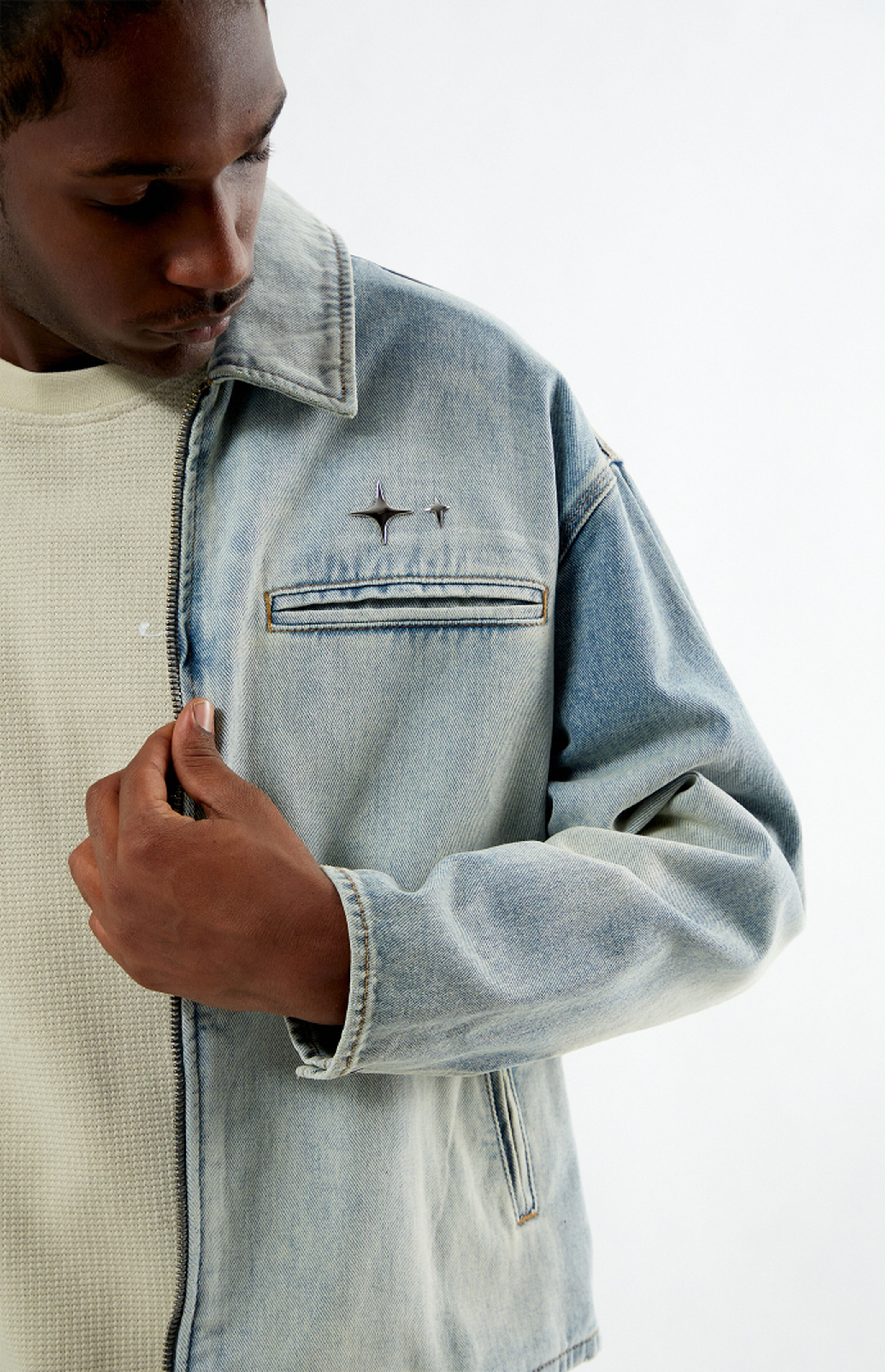 Pacsun Light Indigo Washed Denim Gas Jacket | PacSun