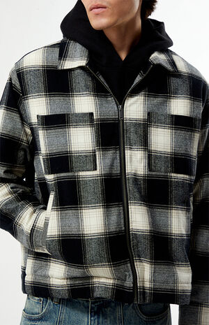 Pacsun Sherpa Plaid Zip Shacket | PacSun