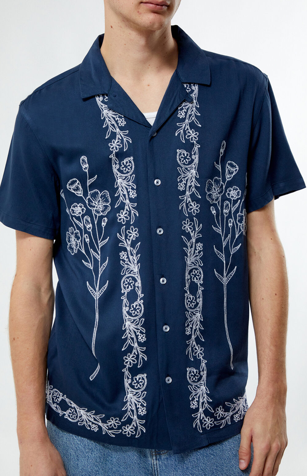 Pacsun Stitch Pattern Woven Camp Shirt | PacSun