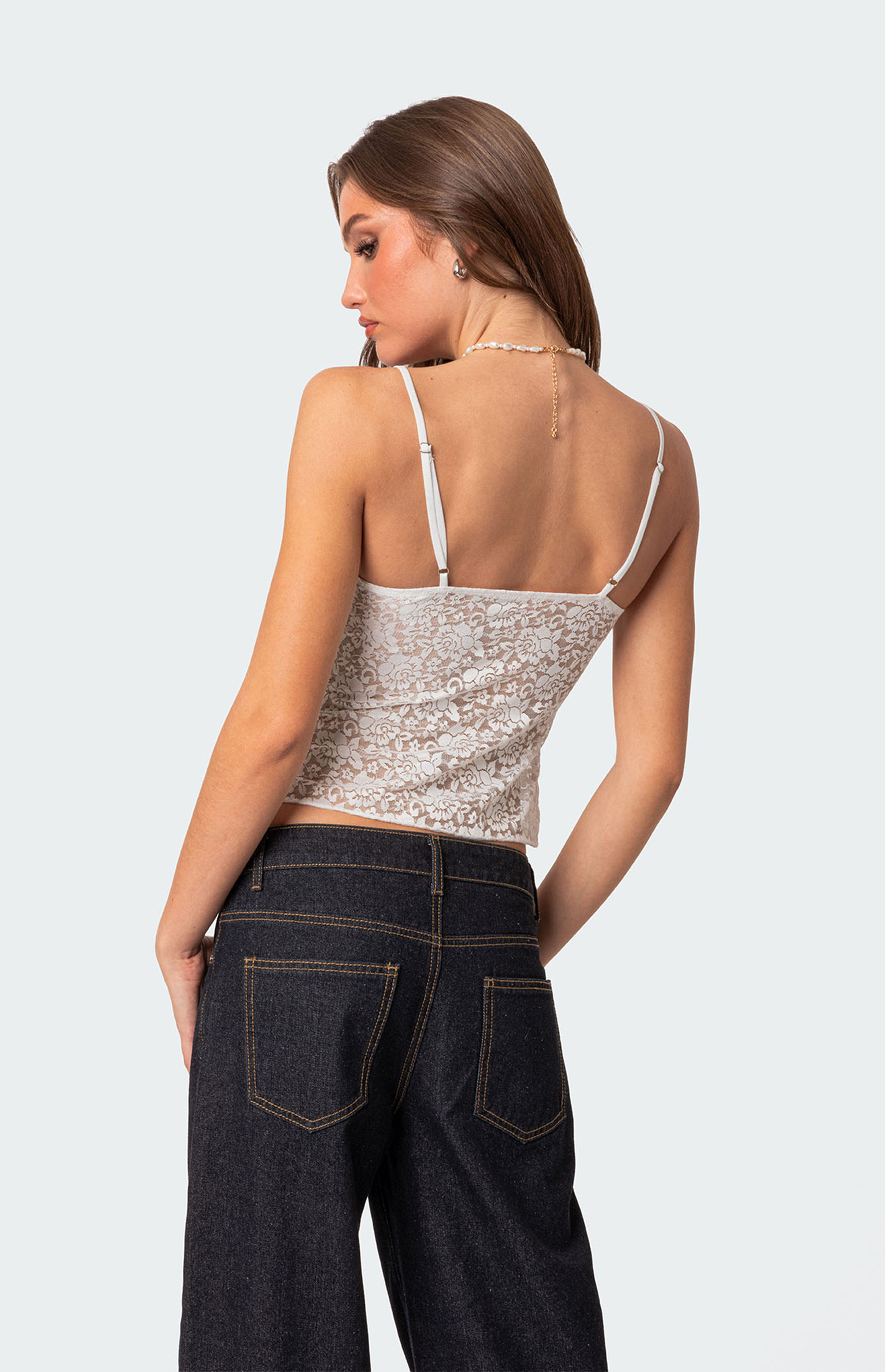 Edikted Ruby Sheer Lace Tank Top Pacsun