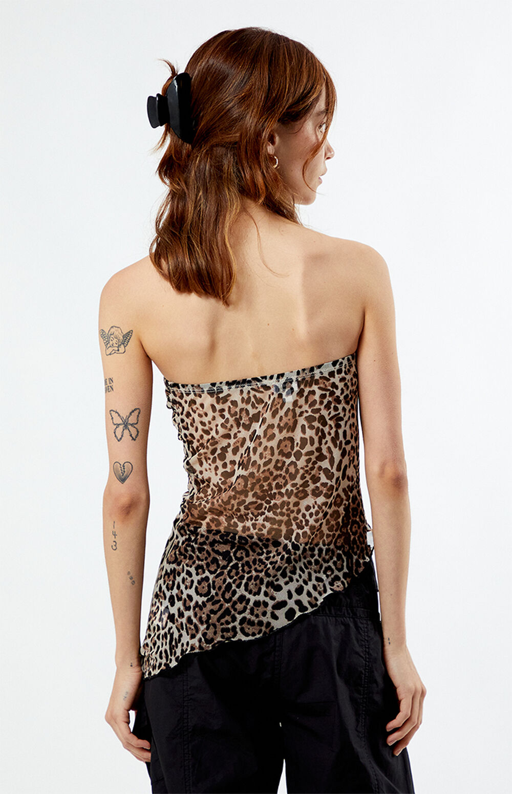 LA Hearts Leopard Mesh Asymmetrical Tube Top | PacSun