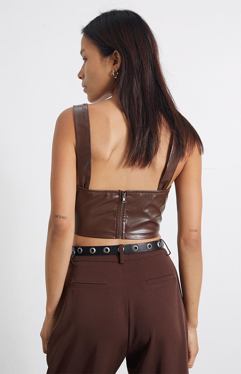 LA Hearts Faux Leather Corset Top | PacSun