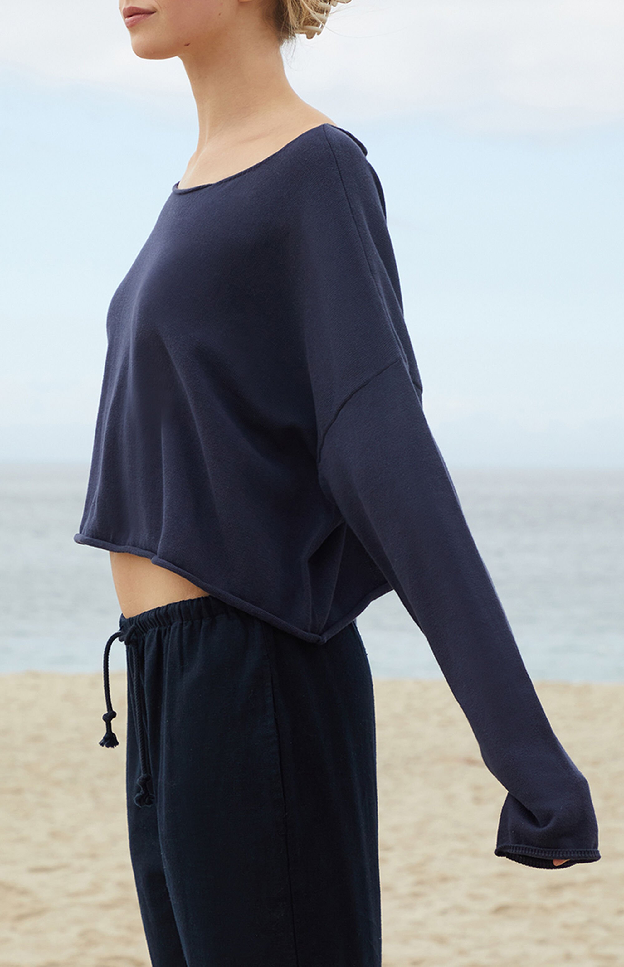 John Galt Navy Cameron Cropped Sweater | PacSun