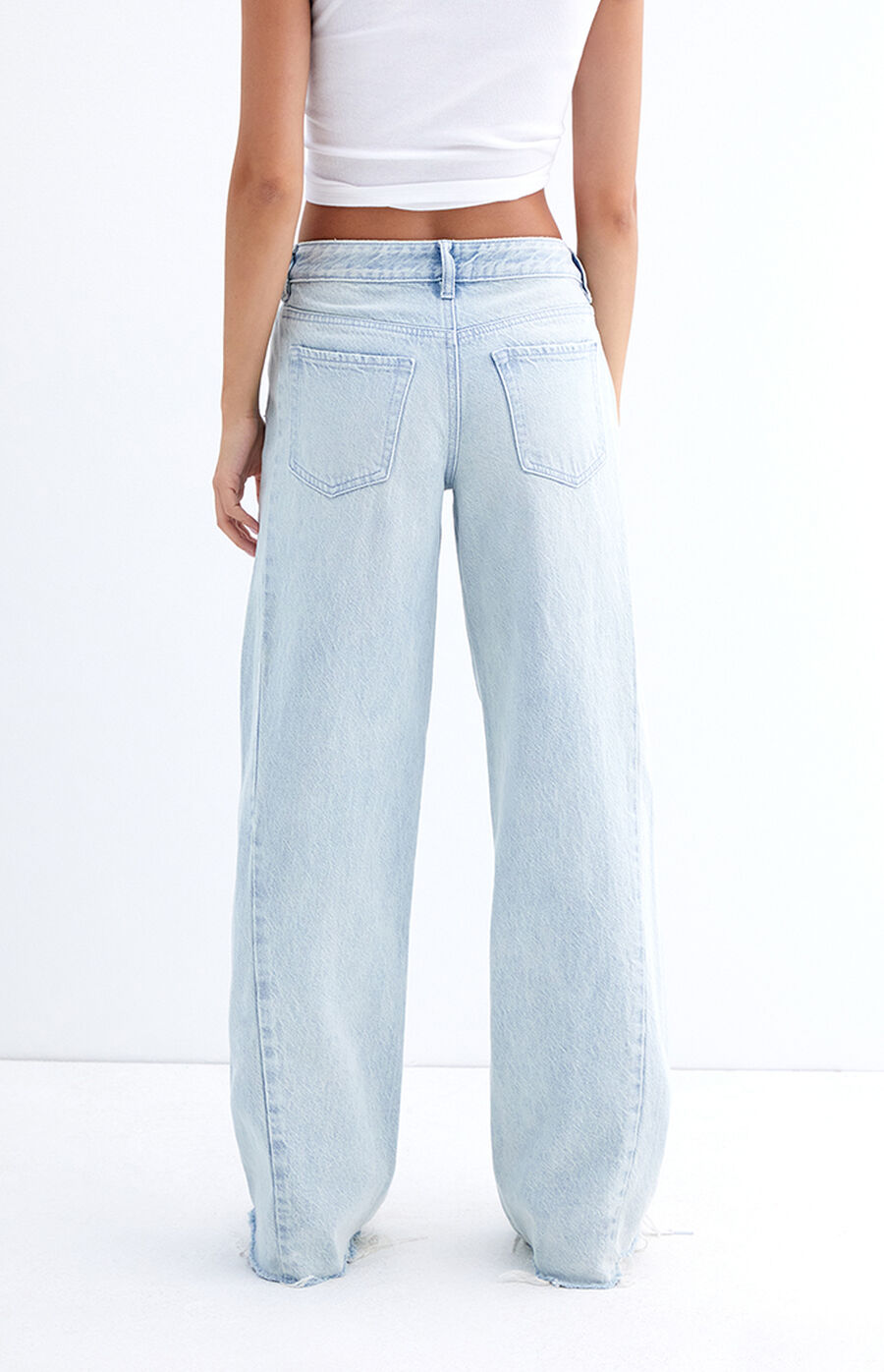 Pacsun Casey Light Indigo Raw Cut Low Rise Baggy Jeans | Pacsun